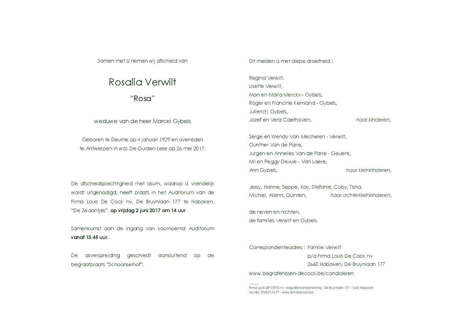 Bekijk rouwbrief - Begrafenissen & Crematies